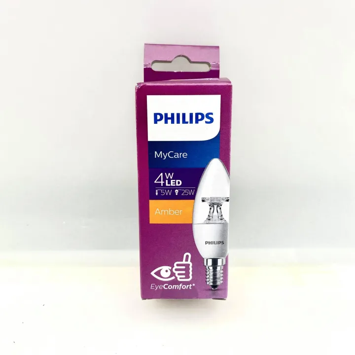 Philips หลอดจำปาใส LED Candle 4W 2700K แสง Amber E14 ทัศศิพร Tassiporn ...