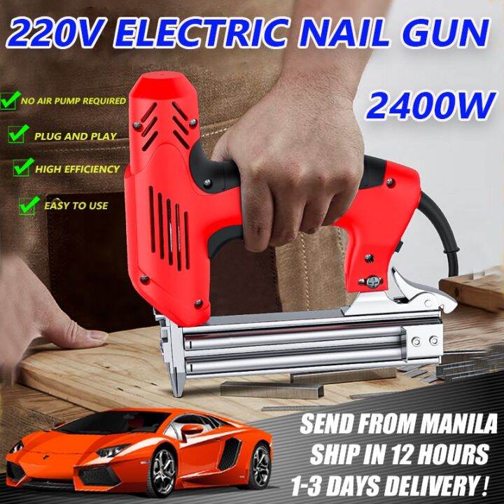 Nailer Electric Tool Stapler 2400W Tacker Gun Nail Electric Nail Hand ...