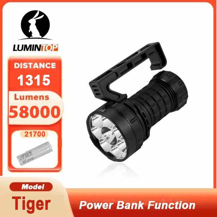 Lumintop Tiger Powerful Flashlight Rechargeable Outdoor Searchlight ...