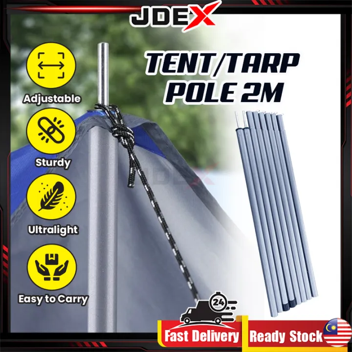 JDEX FLYSHEET TARP POLE - 2M Tent Pole Telescopic Adjustable tarp Poles ...