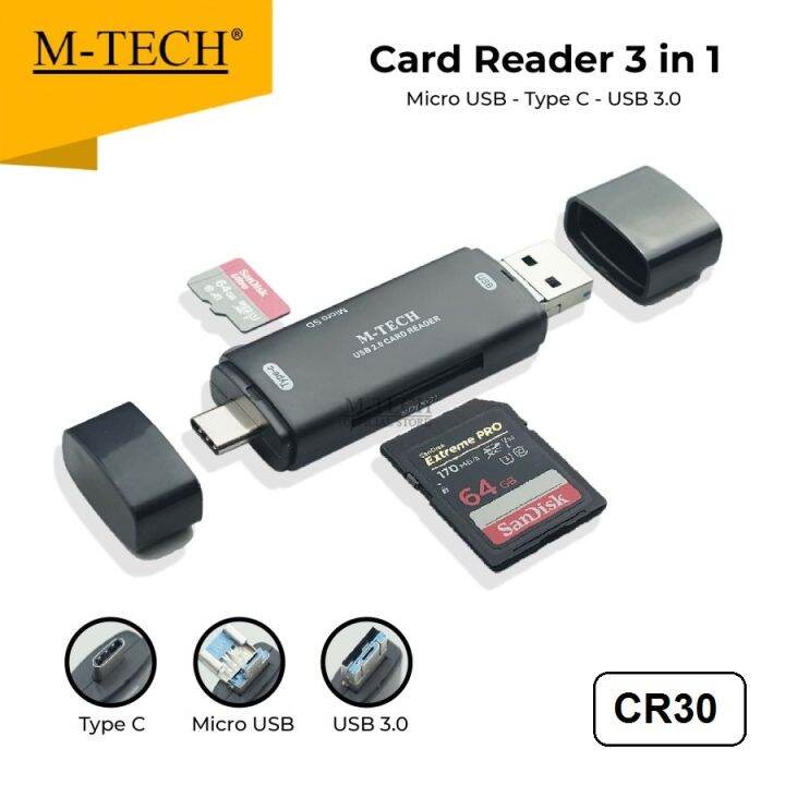 M-Tech Card Reader 3 in 1 CR30 with OTG | Lazada Indonesia