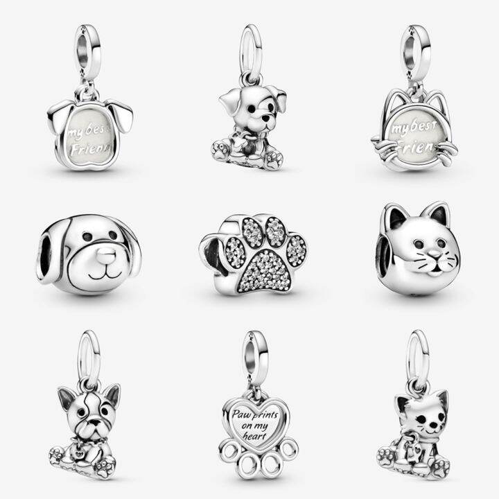 Original 925 Sterling Silver Charm Dog Puppy Cat Paw Pendant Charms Fit ...