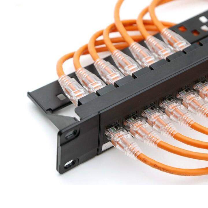 19inch Cabinet Rack Pass-through 24 Port CAT6/ CAT5e Patch Panel RJ45 ...