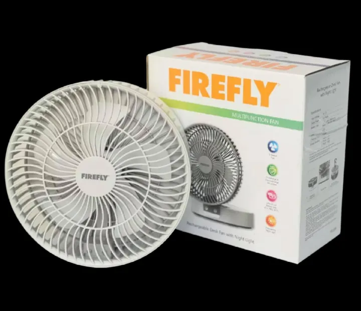 Firefly Rechargeable Electric Desk Fan With Emergency Night Light ...