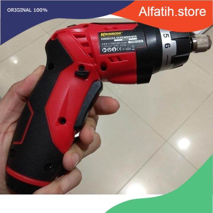 Krisbow Cordless Screwdriver Obeng Baterai Tanpa Kabel 3 6v With Led
