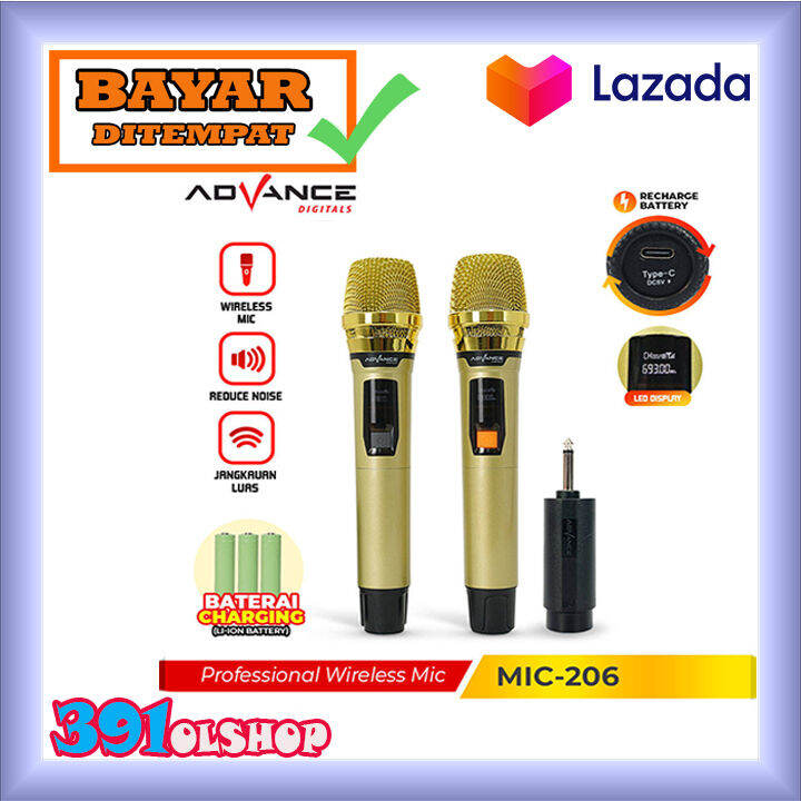 391OLSHOP Advance Microphone Mic Double Wireless + Receiver MIC 206 ...