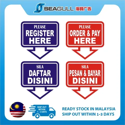Cashier Please Pay Here Please Register Here Sila Bayar Sini Sticker Signage | Lazada