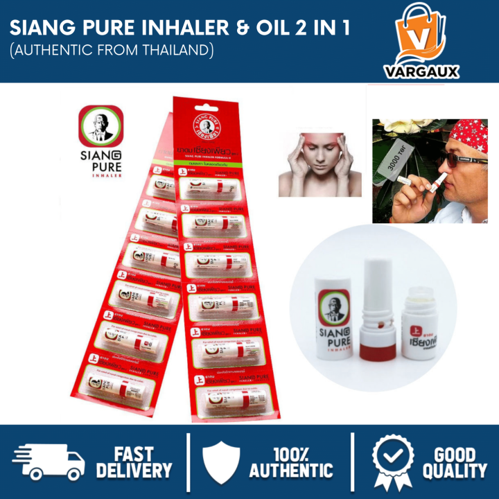 Siang Pure Inhaler & Oil 2in1 - For Menthol Herbs Essential Oil Nasal ...