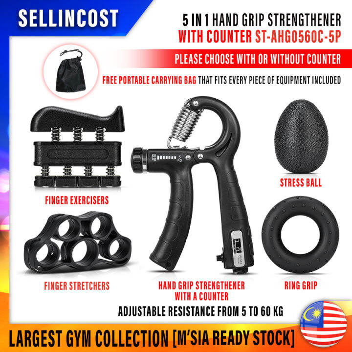 Sellincost 5in1 Adjustable Handgrip Exercise Hand Grip Spring 5-60Kg ...