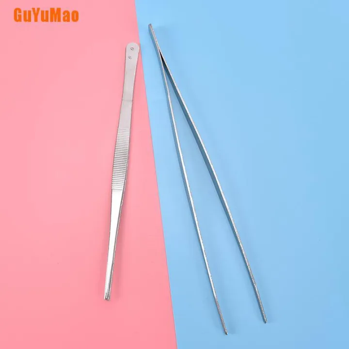 [GUYU] Silver Stainless Steel Long Food Straight Tweezers Kitchen Tool ...