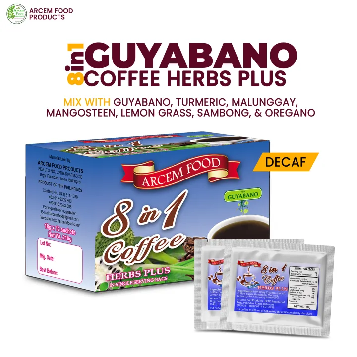 Arcem Food Products 8 in 1 Guyabano Herbal Coffee Decaf (w/ Malunggay ...