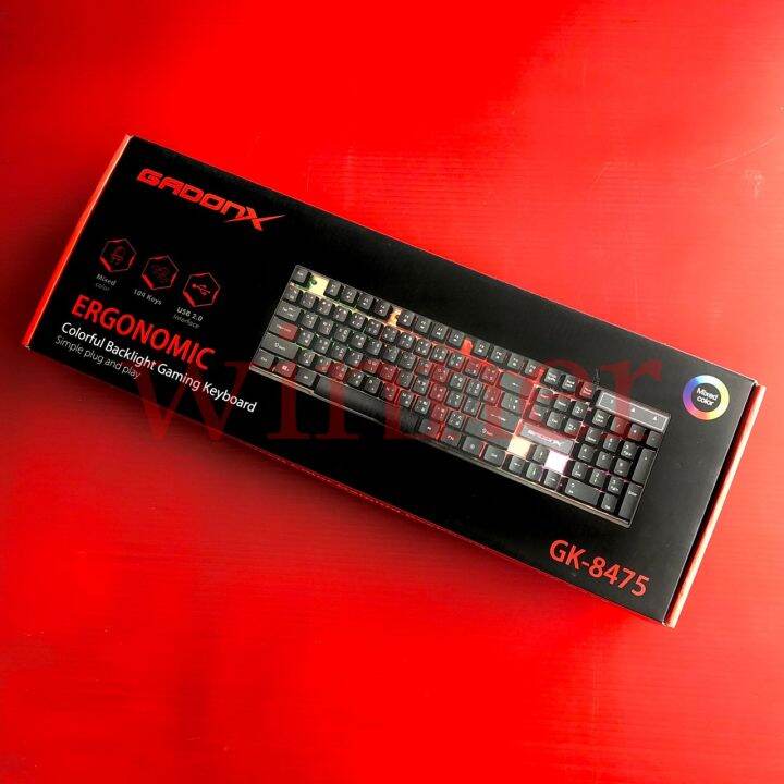 GADONX GK-8475 คีย์บอร์ดเกมมิ่งมีไฟ ERGONOMIC Colorful Backlight Gaming ...