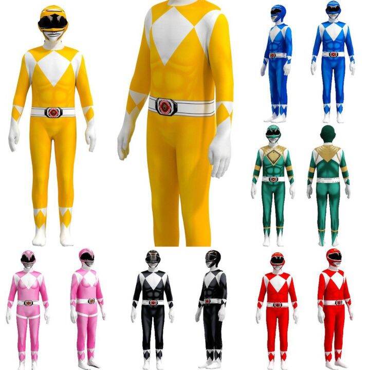 Kids Adult Power Rangers Costume Cosplay Jumpsuit Superhero Cosplay ...