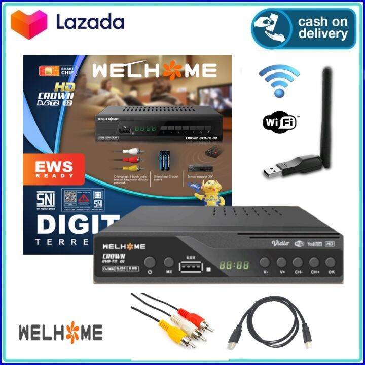 Set Top Box Welhome DVB-T2 EWS - Receiver Siaran TV Digital Terrestrial - TERBARU | Lazada Indonesia