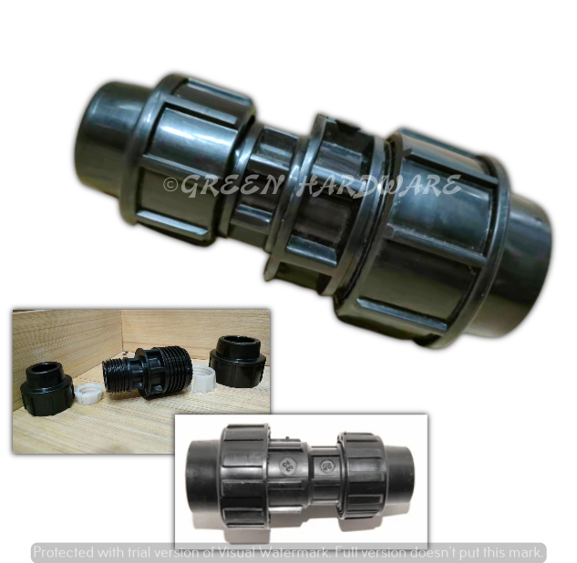 1PCS PE Coupling Reducer PE Black Connector (1/2x1" & 3/4x1") PE Quick Connect Pipeline Fittings ...