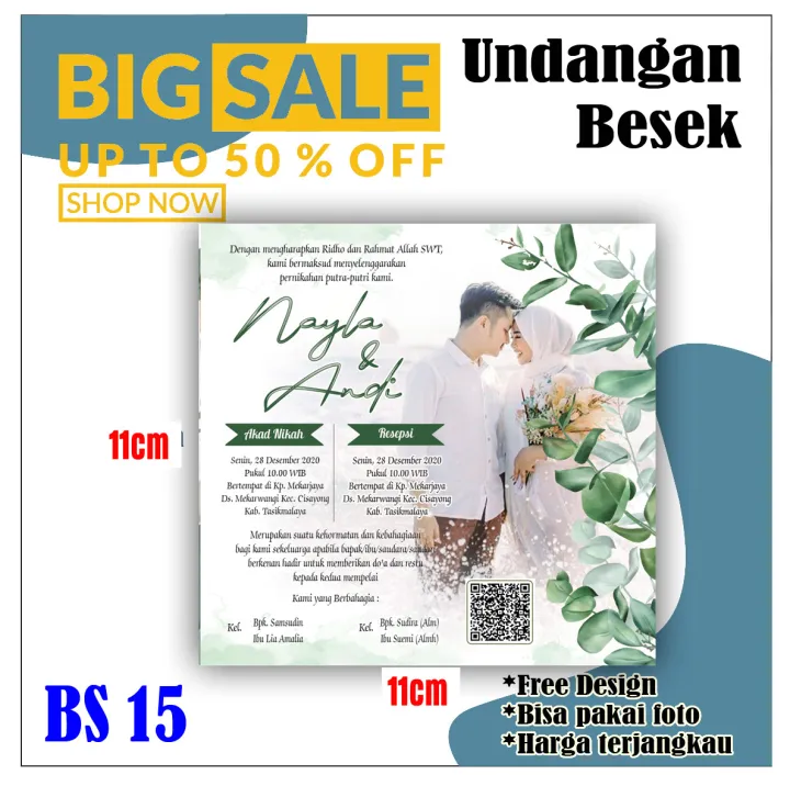 100biji Undangan besek kotak nasi sorogan punjungan pernikahan 15 ...