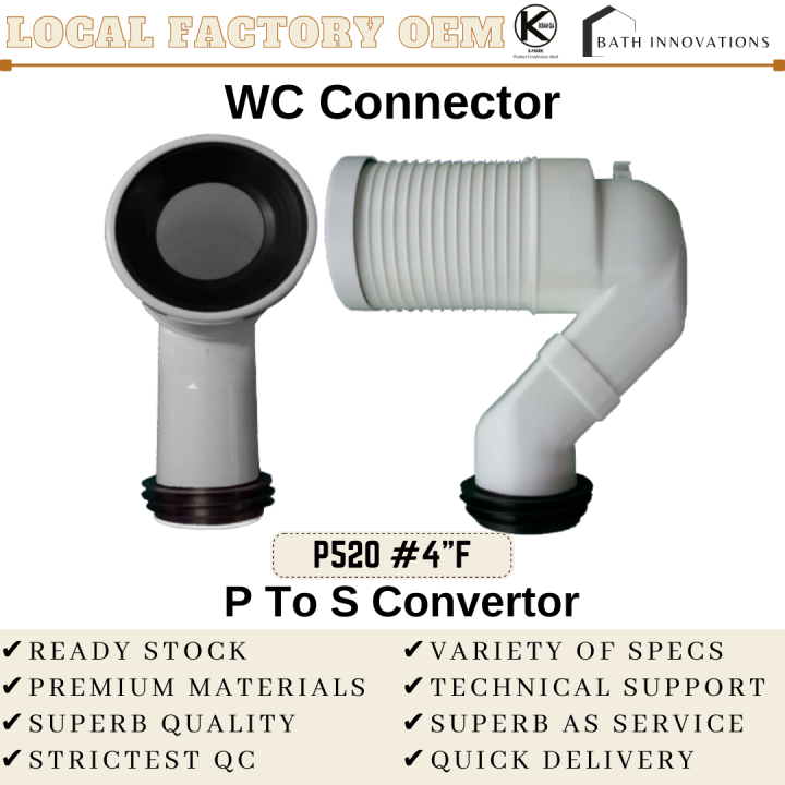 Flexible P to S Convertor & Traps 4" Offset for WC/ Toilet Bowl P520 #4 ...