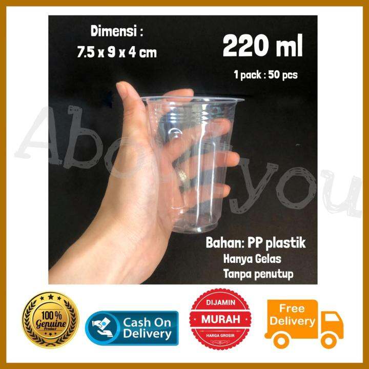 Isi 50 Gelas Plastik Cup Aqua Gelas Kopi Susu Gelas KECIL 220ml Bening | Lazada Indonesia
