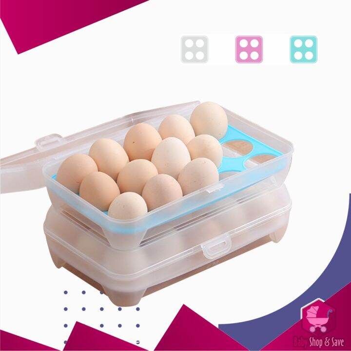 BabyShop-C791 Kotak Tempat Rak Susun Penyimpanan Telur 15 Lubang Sekat ...