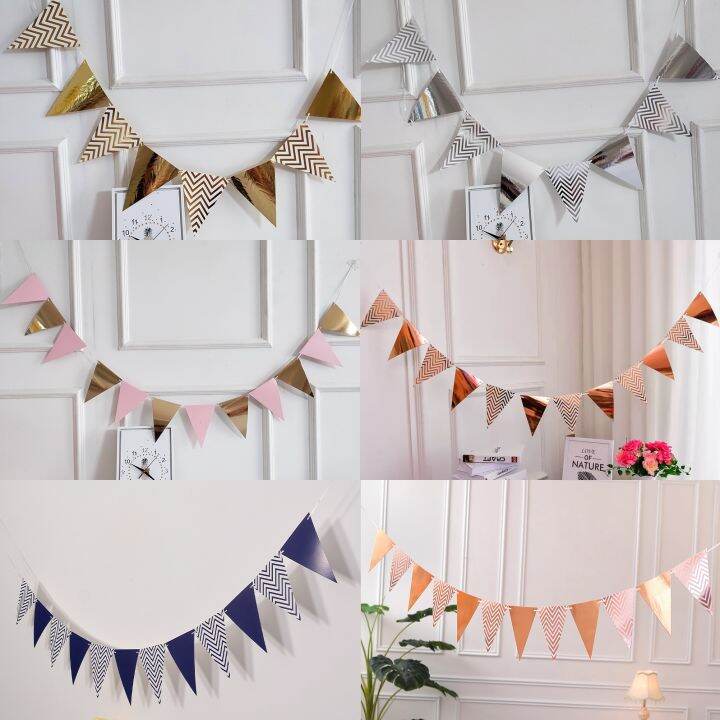 Triangle Banner Gold Bronzing Party Banner Wedding Birthday Party ...
