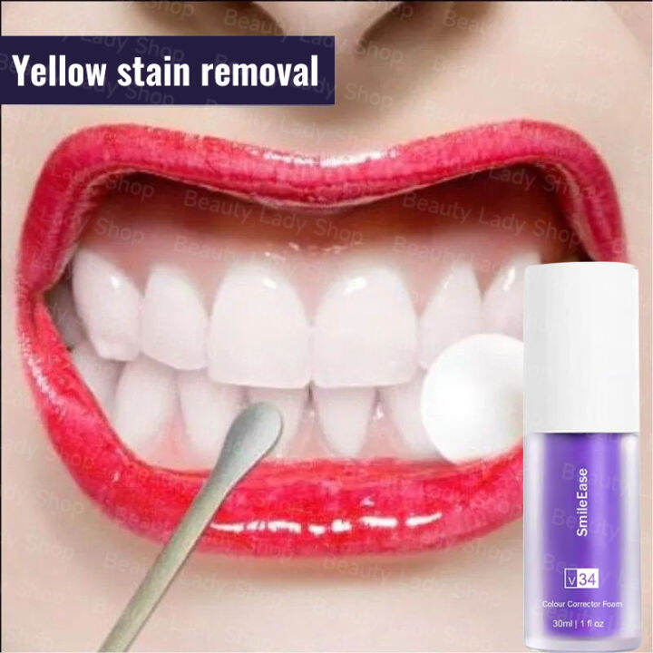 Smile Ease toothpaste whitening teeth original V34 Purple Bottled Teeth ...
