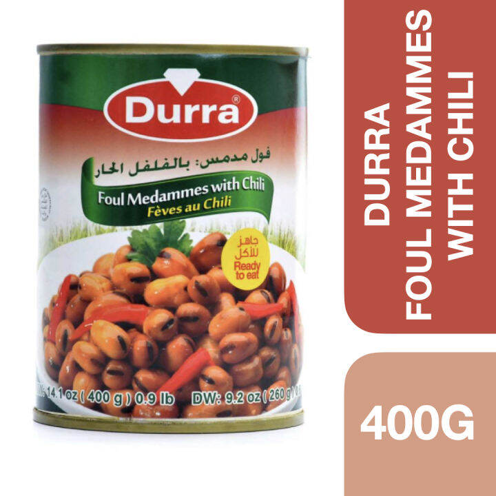 Durra Fava Beans with Chili 400g ++ ดูร่า ถั่วฟาวาพร้อมทานรสเผ็ด 400 ...