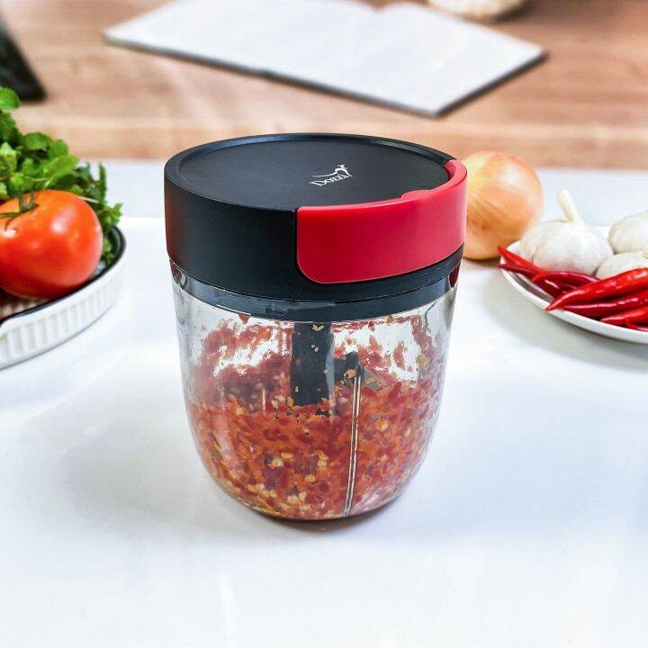 Dụng cụ băm rau củ quả , xay tỏi ớt cỡ to cầm tay Dozzi DZA 328R 520ml máy xay đồ ăn dặm cầm tay ...