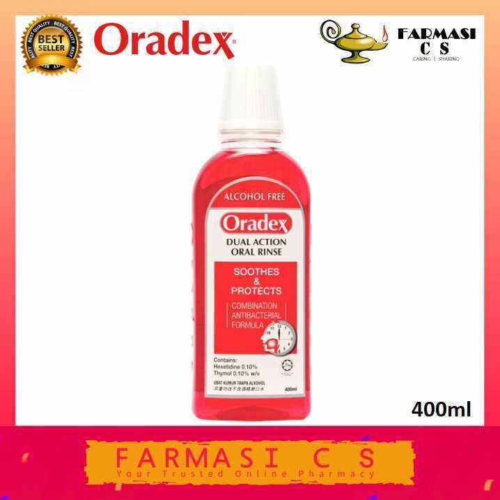 Oradex Dual Action Oral Rinse - Soothes & Protects 400ml EXP:08/2025 (Antibacterial mouthwash ...
