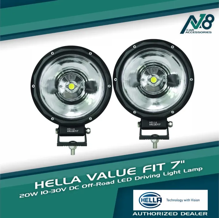 HELLA Value Fit 7 Off-Road Driving LED Lamp 7" Pair with Hella Cover ...