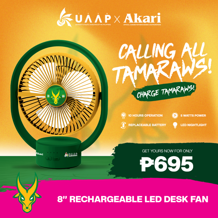 AKARI X UAAP [ FEU ] - 8" Rechargeable Elliptical Fan w/ LED | Lazada PH