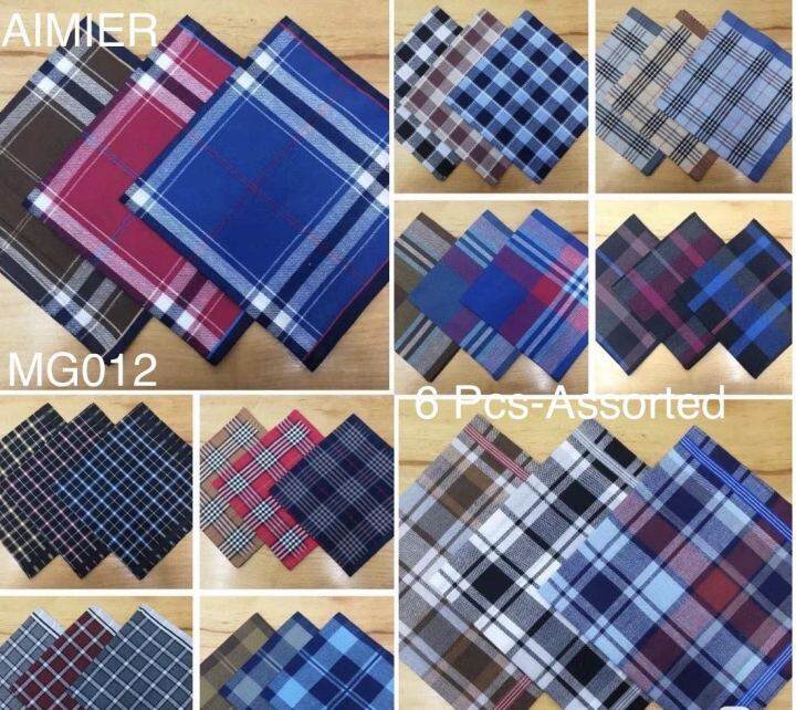 AIMIER 6 Pcs Cotton Checkered Handkerchiefs Style LG011 | Lazada PH