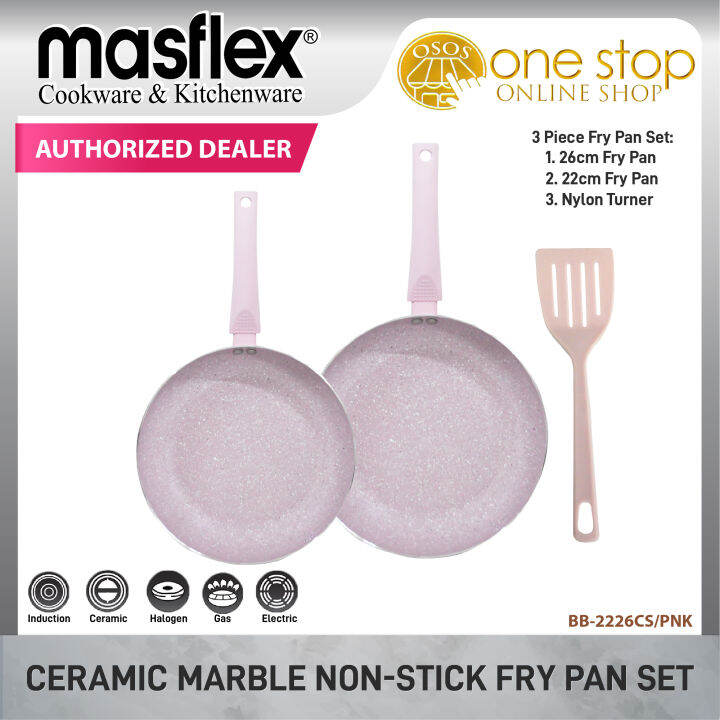Masflex Original 3pcs Aluminum Induction Cookware with Ceramic Marble ...