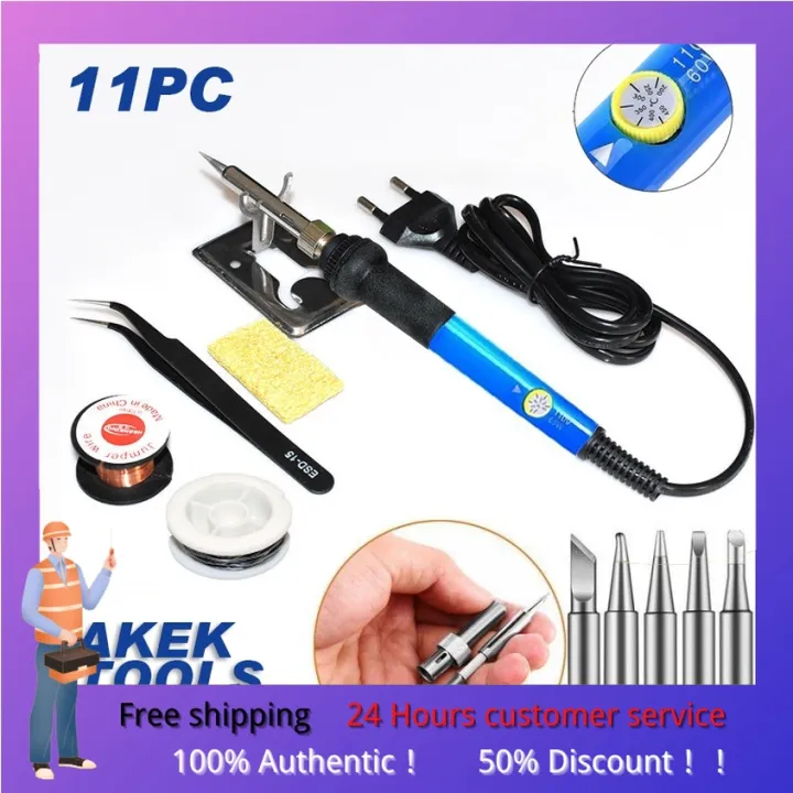 11pc/set 60W Adjustable Temperature Electric Soldering Iron 220V ...