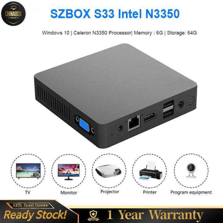 SZBOX S33 CPU Intel Celeron N3350 MINI PC Windows 10 Mini PC 6GB 64GB 2 ...