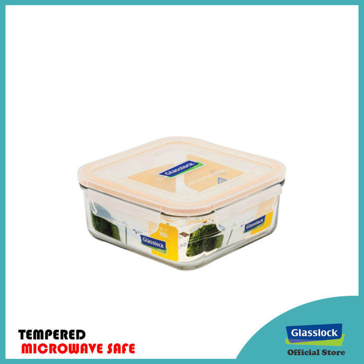 Glasslock Square Type Glass Food Container 900ml (Clear) | Lazada PH