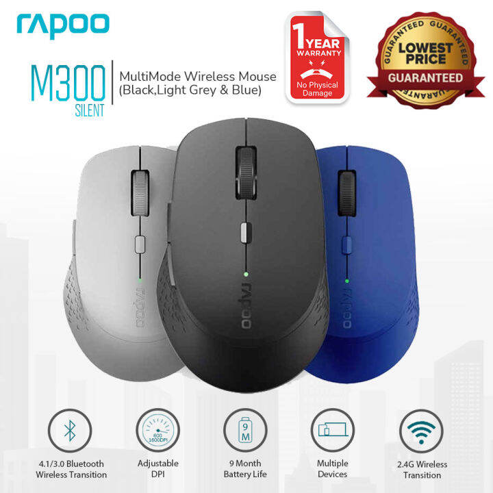 Rapoo M300/M300G 2.4G Wireless Bluetooth 3.0 Bluetooth 4.0 10m Working Range DPI 1600 Silent ...