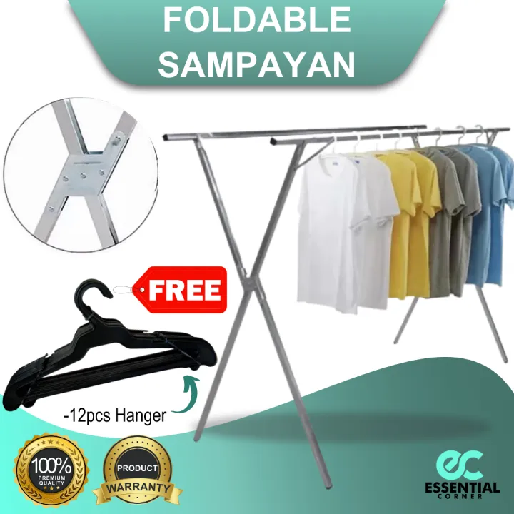 PROMO MEGA SALE SALE!!! Foldable Sampayan FREE 12PCS HANGERS Sampayan ...