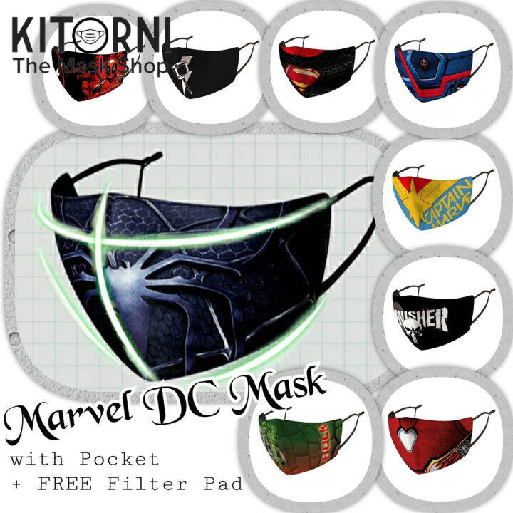 (SG READY STOCK) Marvel DC Superheroes Mask Avengers Mask with Pocket ...