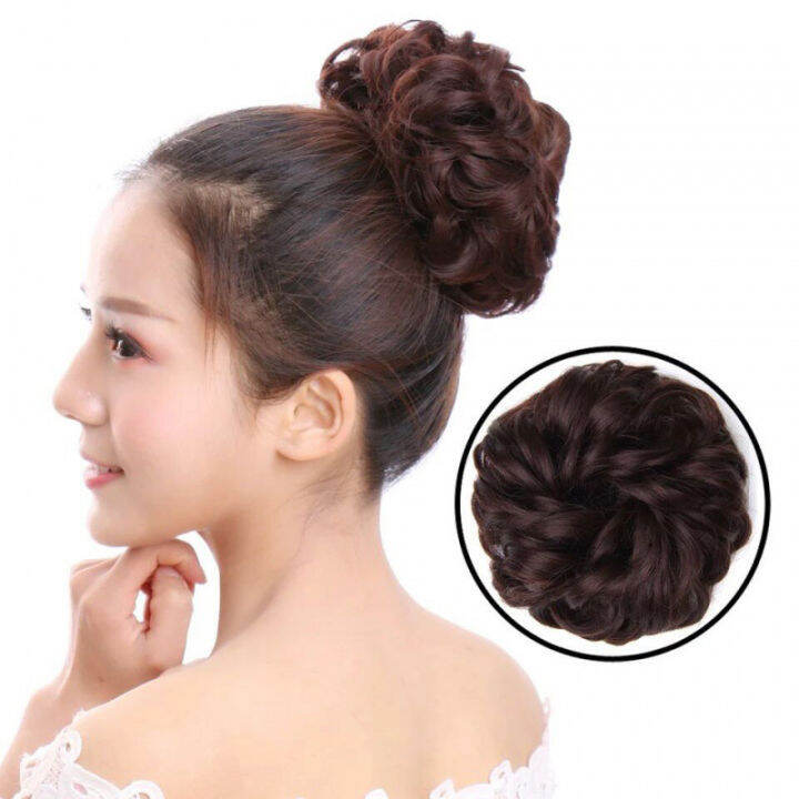 Wig Hair Ring Ball Head Chemical Fiber Flower Bud Female Puffy Curly ...