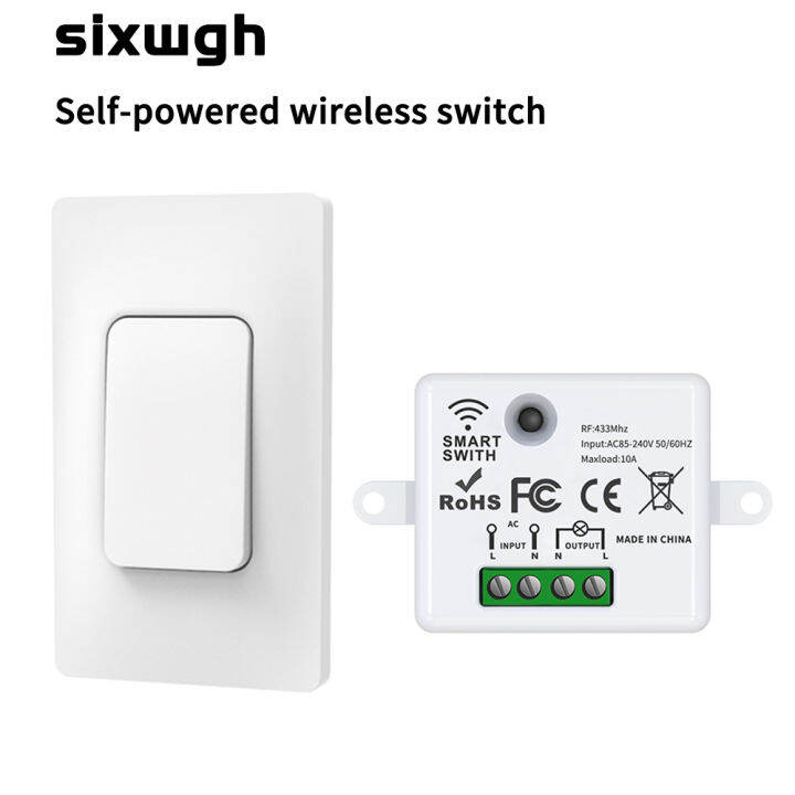SIXWGH Self generating wireless rectangular switch RF433mhz battery ...