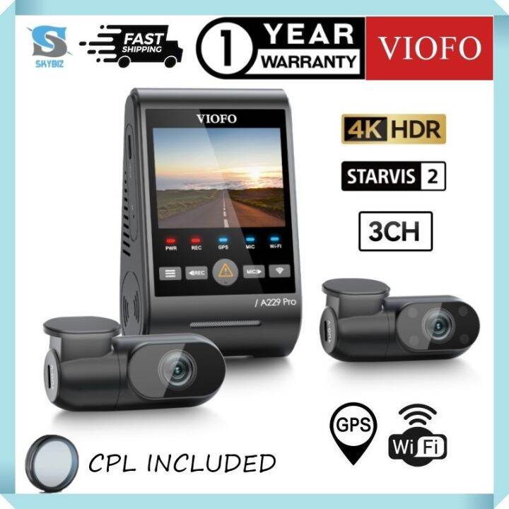 VIOFO A229 PRO 3CH 4K FRONT + 2K REAR + 1080P INTERIOR SONY STARVIS 2 ...