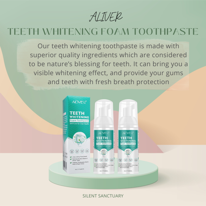 AUTHENTIC ALIVER Teeth Whitening Mousse Toothpaste Cleansing Teeth ...