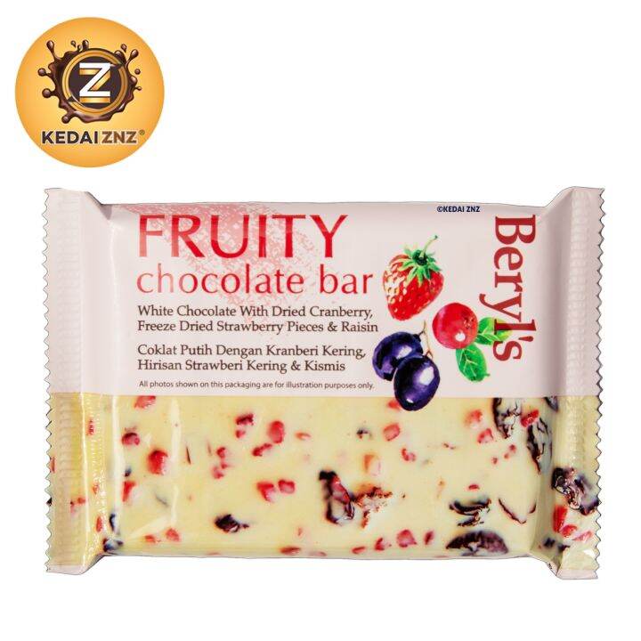 Chocolate Beryl’s FRUITY Assorted Fruit White Chocolate Bar 100g Coklat ...