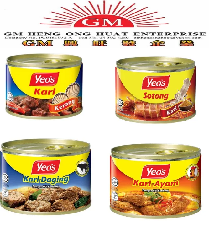 Yeo's canned food Kari Daging 155g / Ayam 145g / Kerang 160g / Sotong ...