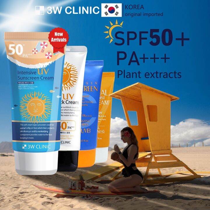 3w Clinic Intensive Uv Sunblock Cream Spf 50+ for Face and Body Pa ...