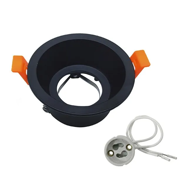 Round GU10 Recessed Downlight Replacement Kit Black MR16 Fitting Mounting Ceiling Spot Lights ...
