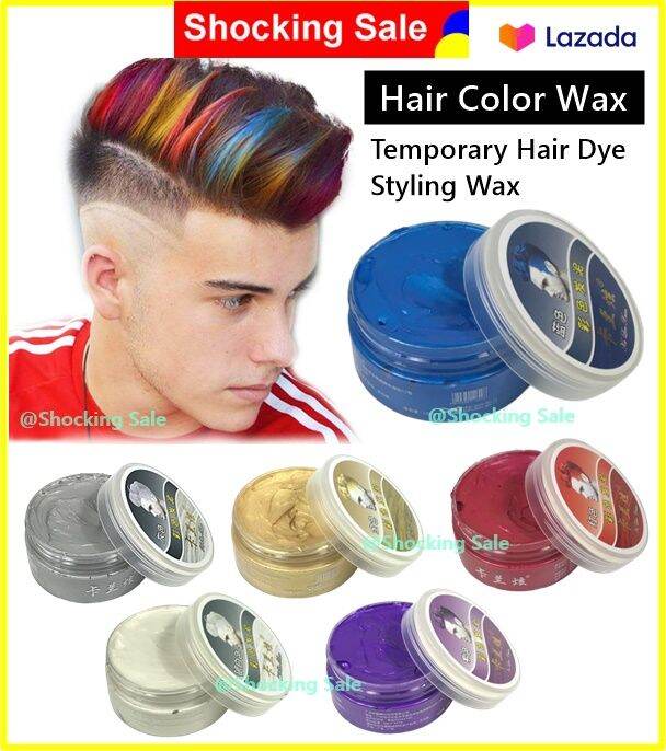 Color Hair Wax Gel Temporary Mud Pomade Pewarna Lilin Rambut Sementara ...