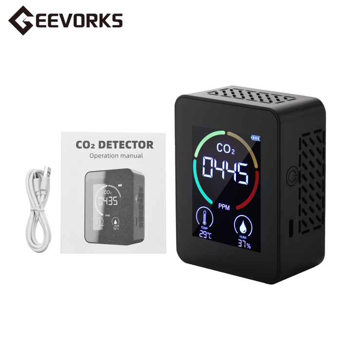 Geevorks 2.8นิ้ว LCD CO2เครื่องทดสอบความเข้มข้นตัวตรวจจับ ...