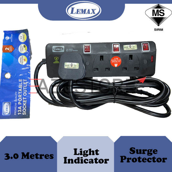 ( SIRIM ) LMX / Lemax Extension Socket ( 3 Meters ) ( 3 Socket ...
