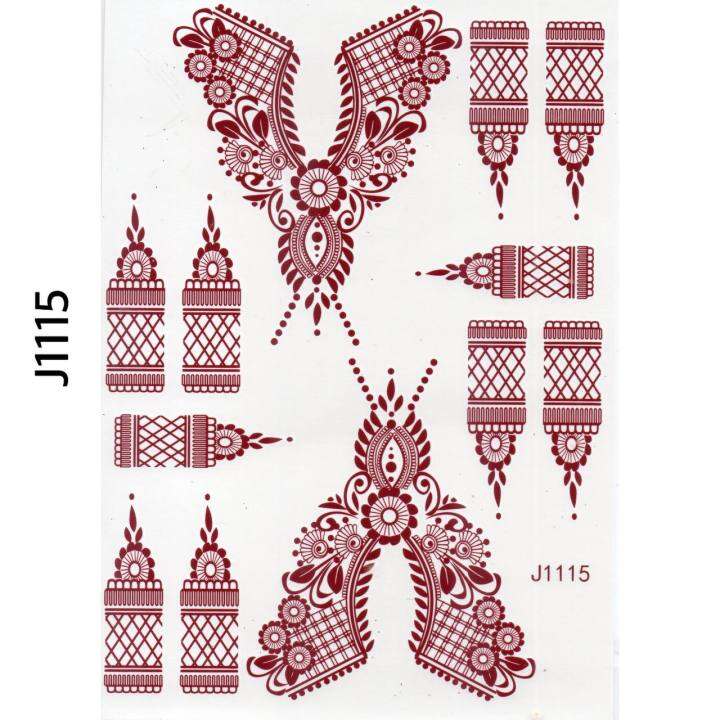 (Malaysia Stock) Henna Instant Maroon/ Lace Tattoo Stickers Waterproof ...